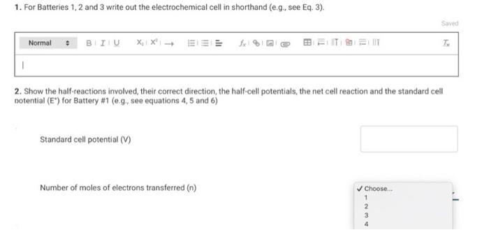 Solved Part 1 Data Summary (1pt) Battery #1: Anode | Chegg.com