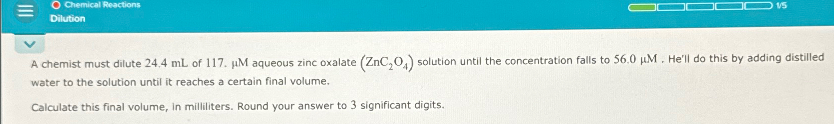 Solved Chemical ReactionsDilutionA chemist must dilute | Chegg.com