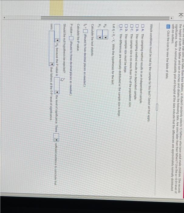 Solved the height of both the father and son in incher | Chegg.com