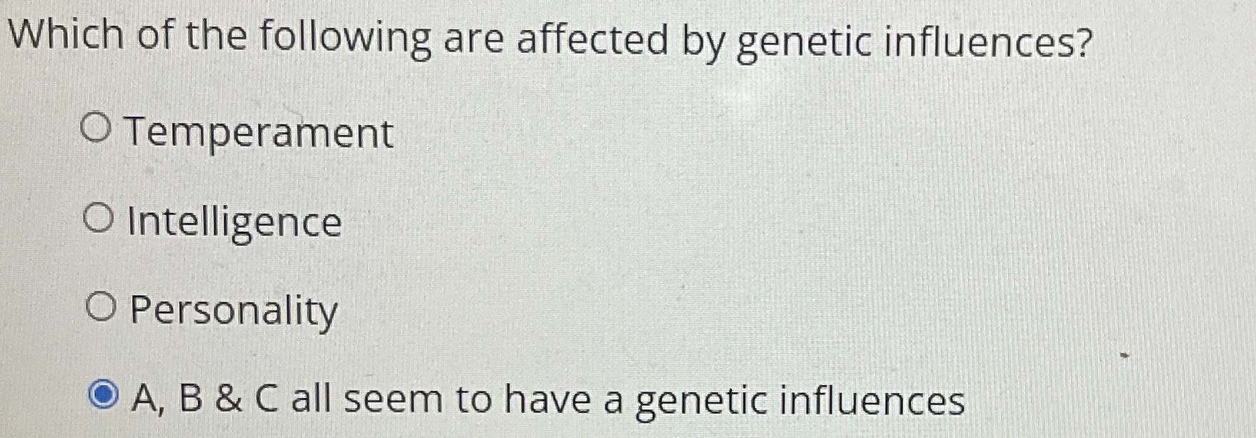 Solved Which of the following are affected by genetic | Chegg.com