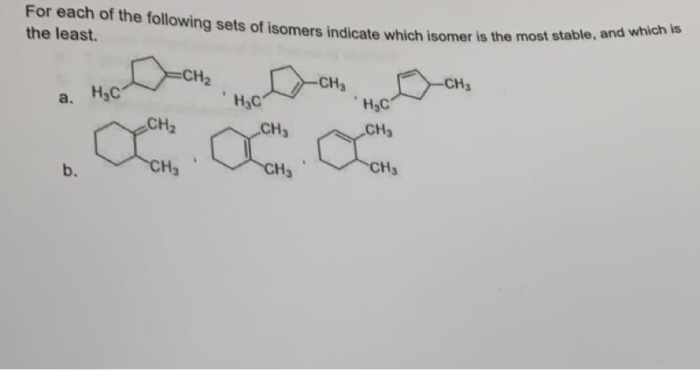 Solved For each of the following sets of isomers indicate | Chegg.com