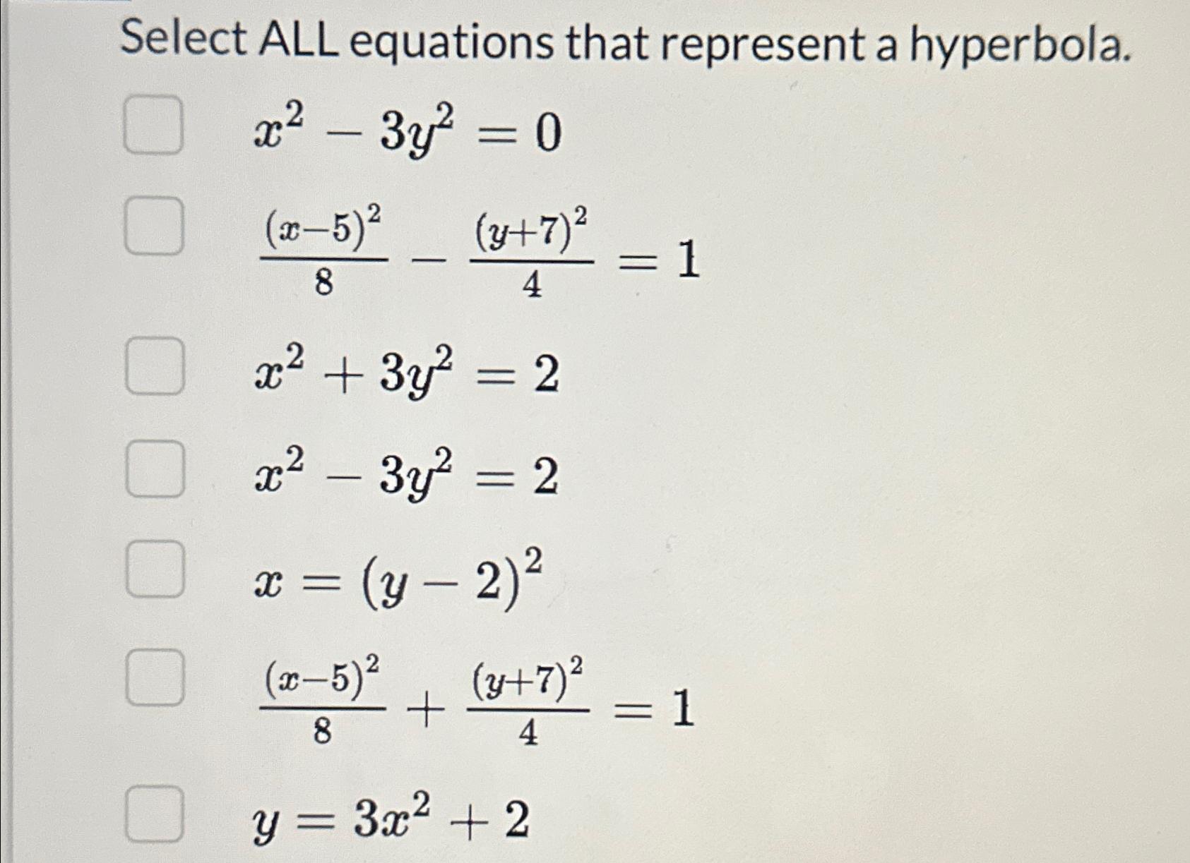 Solved Select ALL equations that represent a | Chegg.com