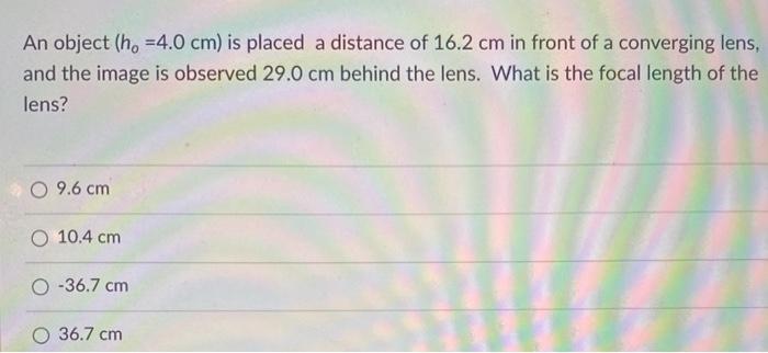 Solved An object is placed a distance 2f in front of a | Chegg.com