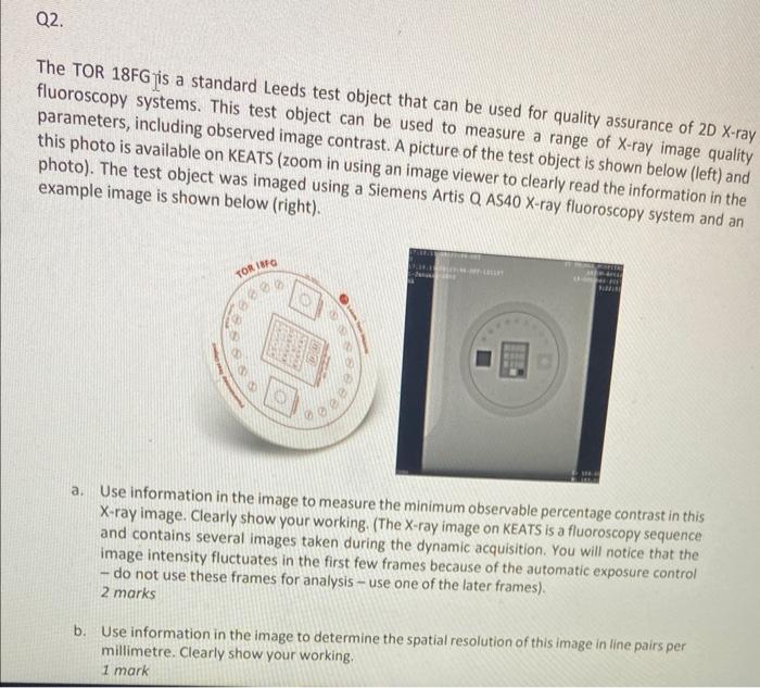 Solved The TOR 18FG is a standard Leeds test object that can | Chegg.com