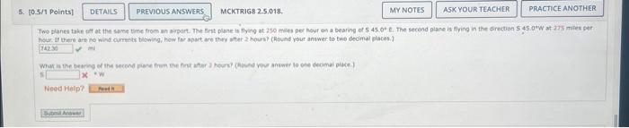 Solved Two planes take off at the same time from an airport. | Chegg.com