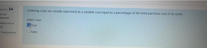 Solved Ordering costs are usually expressed as a variable | Chegg.com