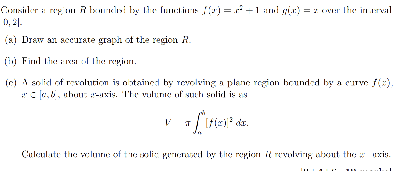Solved Consider a region R ﻿bounded by the functions | Chegg.com