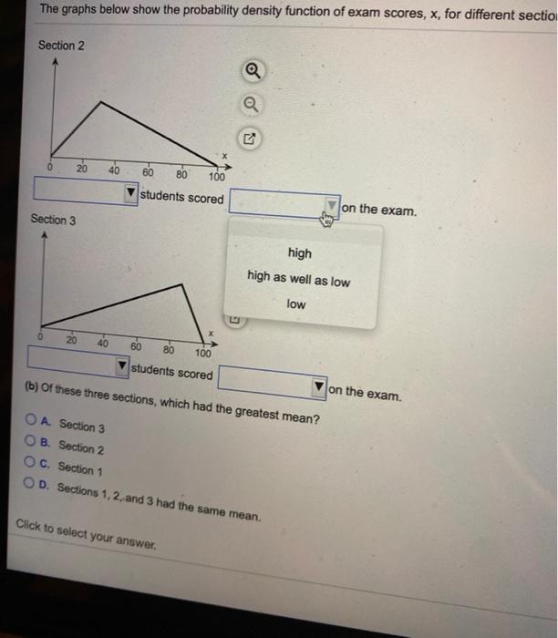 Solved The graphs below show the probability density | Chegg.com