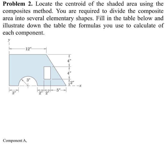 Solved Problem 2. Locate the centroid of the shaded area | Chegg.com