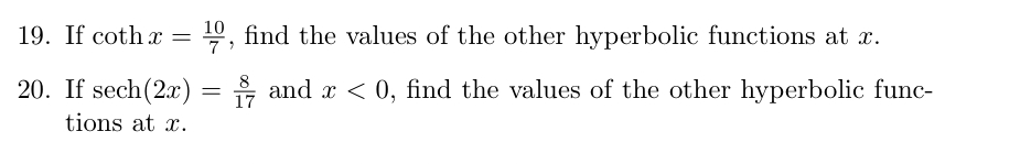 Solved If cothx=107, ﻿find the values of the other | Chegg.com