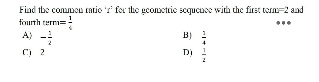 Find the common ratio ' r ' for the geometric | Chegg.com