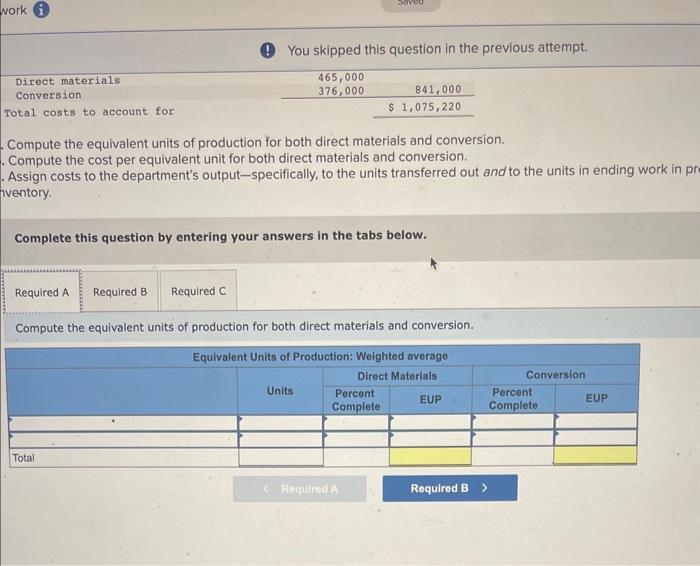 Solved Exercise 16−12 (Algo) Weighted average: Cost per | Chegg.com