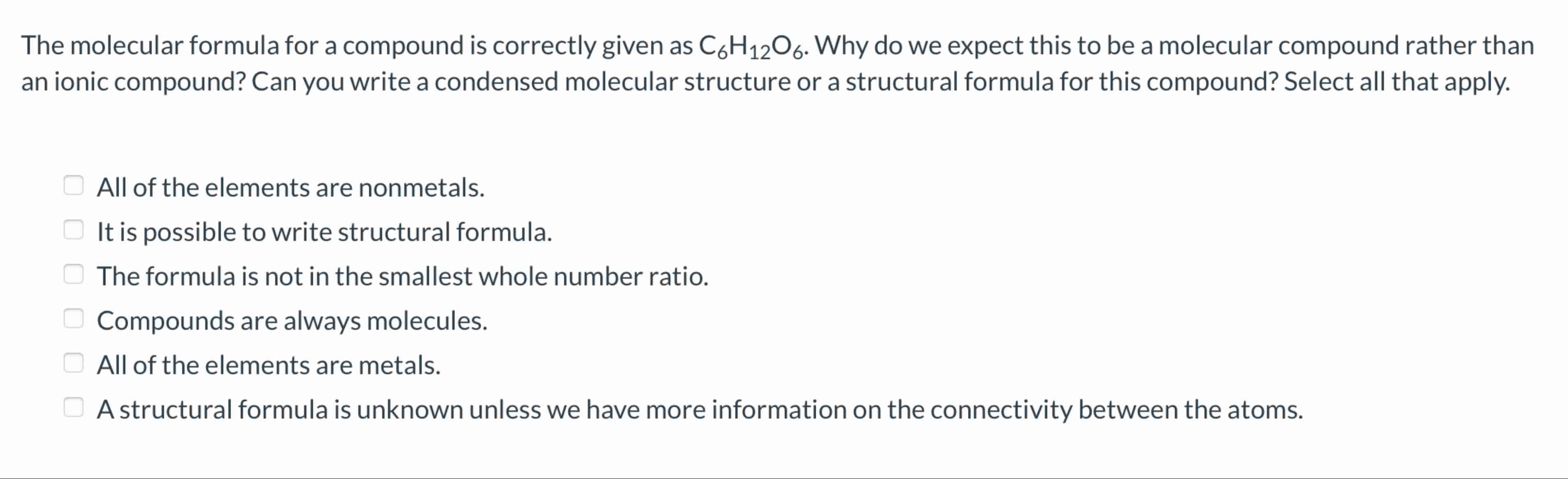 The molecular formula for a compound is correctly | Chegg.com