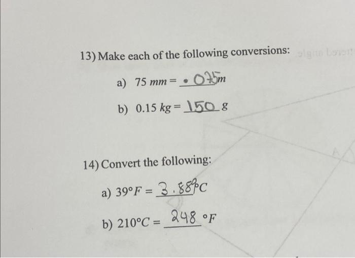 Solved 13) Make each of the following conversions: olgan | Chegg.com