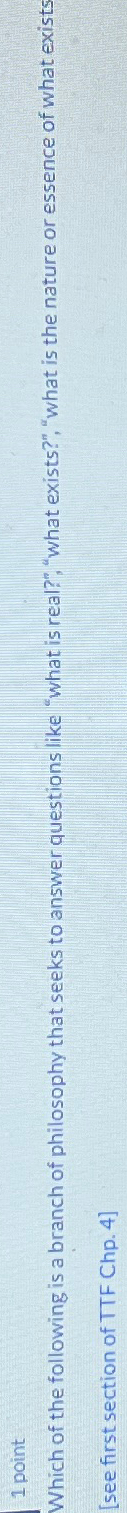 Solved Which of the following is a branch of philosophy that | Chegg.com