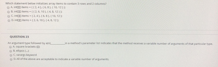 Solved Which Statement Below Initializes Array Items To
