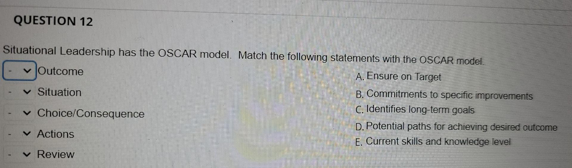 Solved QUESTION 12 Situational Leadership has the OSCAR | Chegg.com