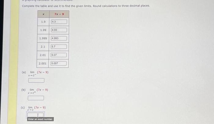 Solved Complete the table and use it to find the given | Chegg.com