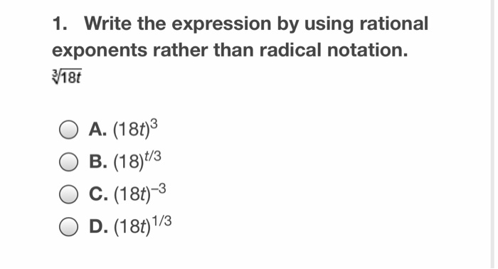 Solved 1. Write the expression by using rational exponents | Chegg.com