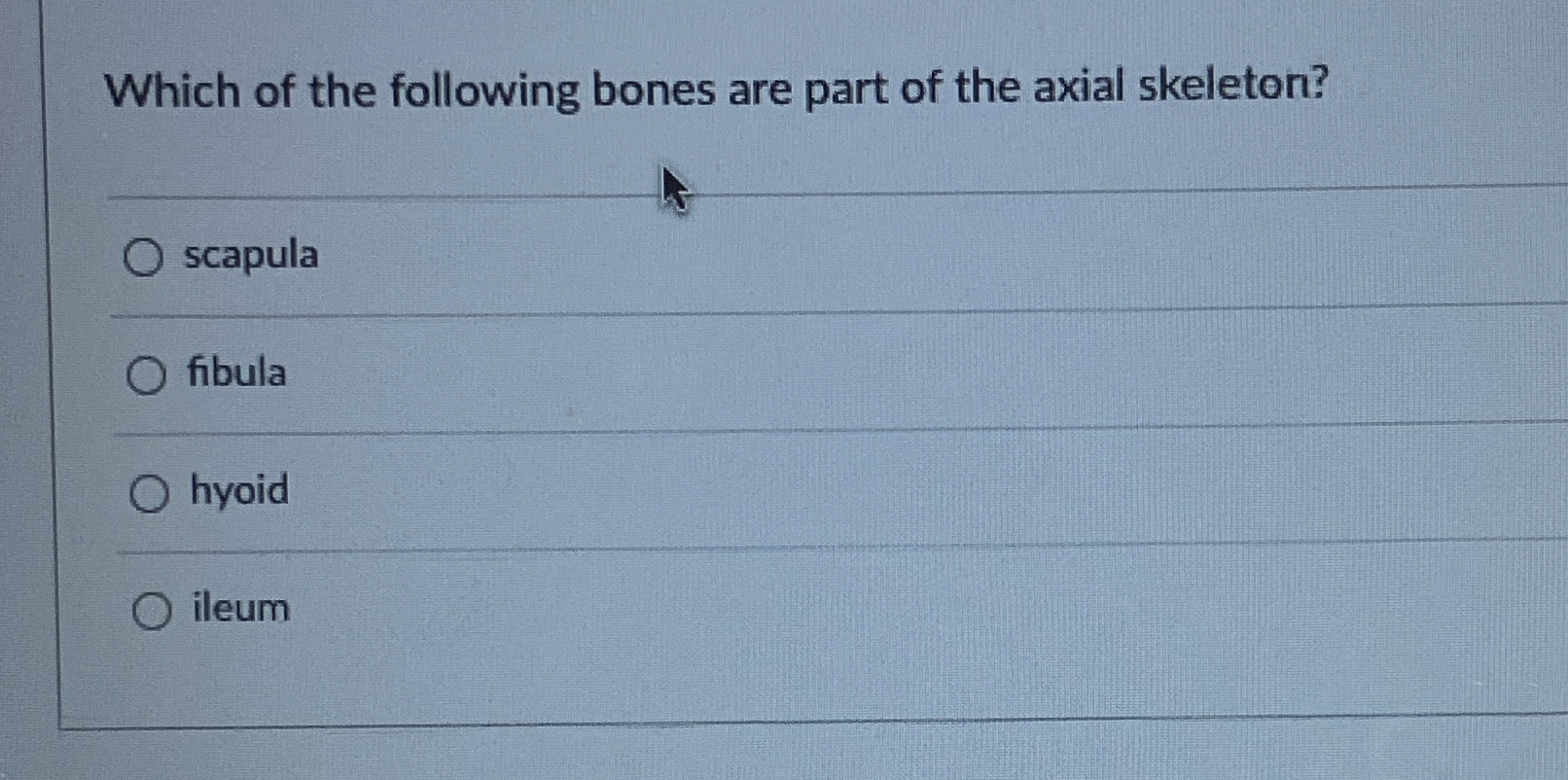 Solved Which of the following bones are part of the axial | Chegg.com