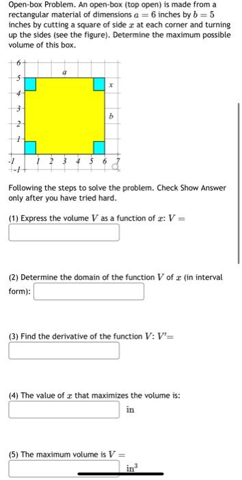 Solved Open-box Problem. An open-box (top open) is made from | Chegg.com