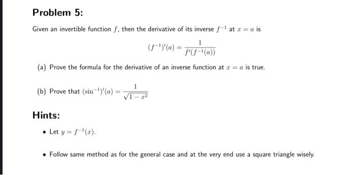 Solved Given an invertible function f, then the derivative | Chegg.com