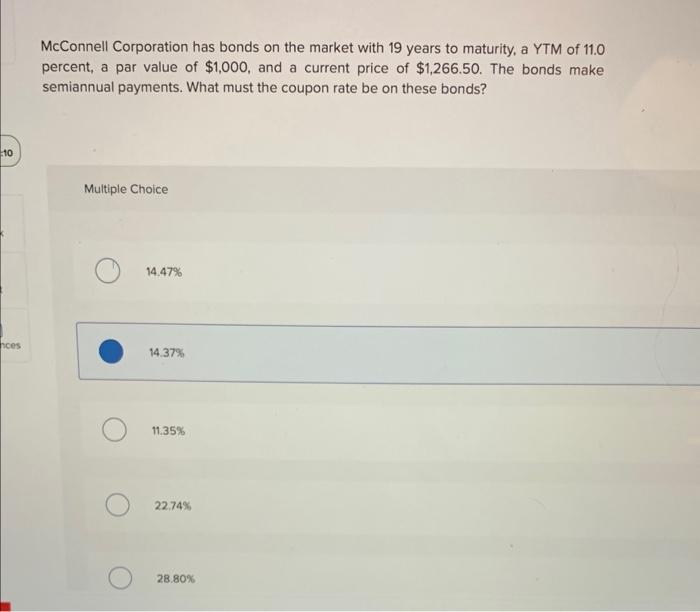 Solved McConnell Corporation has bonds on the market with 19 | Chegg.com