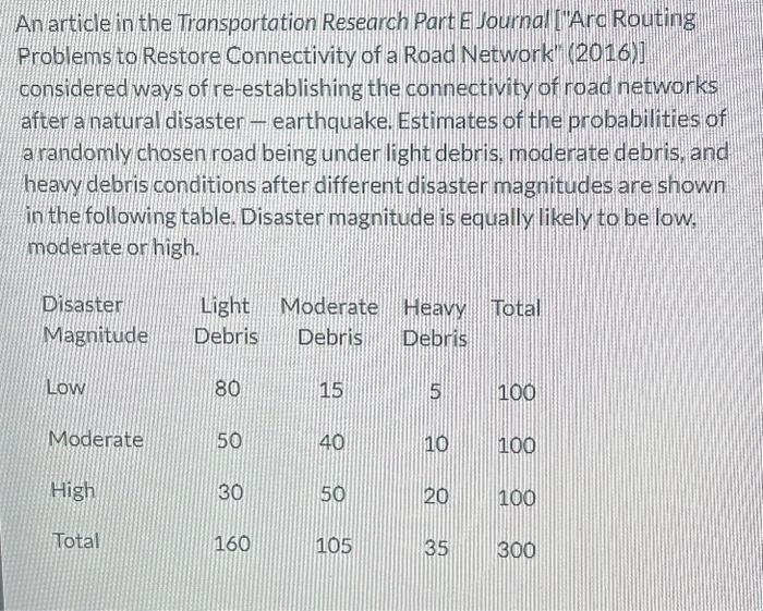 Solved An article in the Transportation Research Part E | Chegg.com