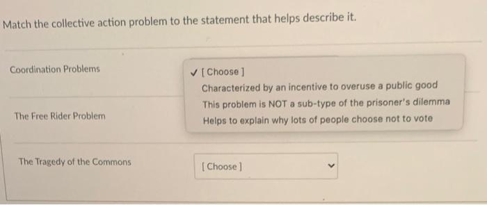 Solved Match the collective action problem to the statement | Chegg.com