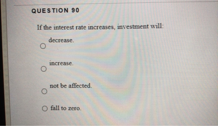 Solved QUESTION 90 If the interest rate increases, | Chegg.com