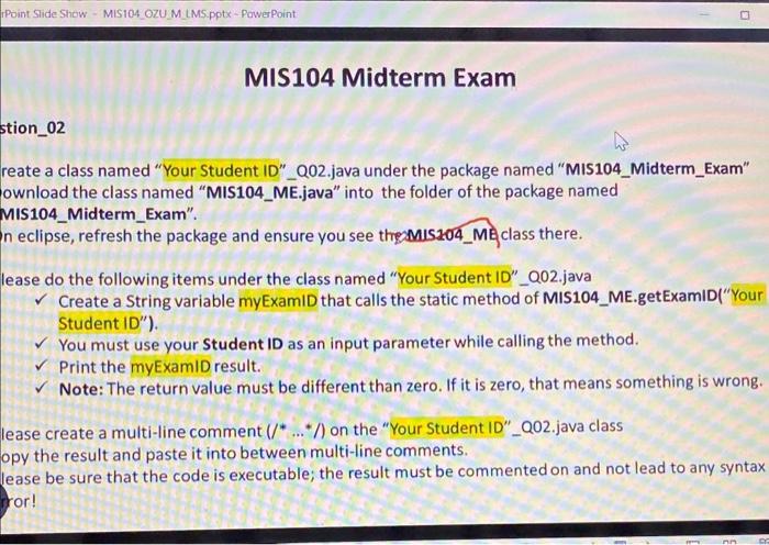 Solved - Create a class named "Your Student ID"_Q03.java | Chegg.com