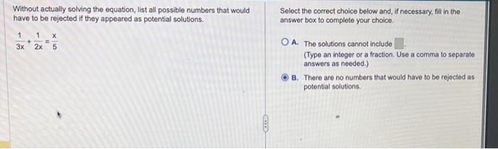 Solved Without actually solving the equation, list all | Chegg.com