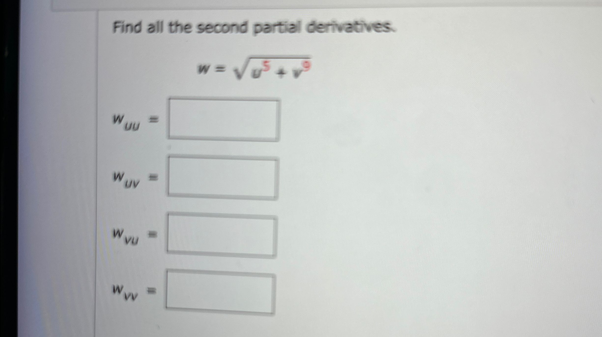 Solved Find all the second partial | Chegg.com