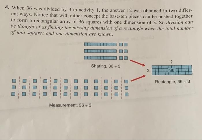 Solved 4. When 36 was divided by 3 in activity 1, the answer | Chegg.com