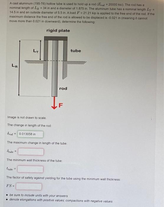 Solved A cast aluminum (195-T6) hollow tube is used to hoid | Chegg.com
