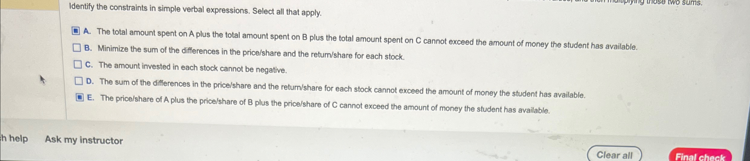 Solved Identify the constraints in simple verbal | Chegg.com