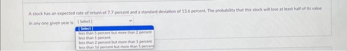 Solved A stock has an expected rate of return of 7.7 percent | Chegg.com