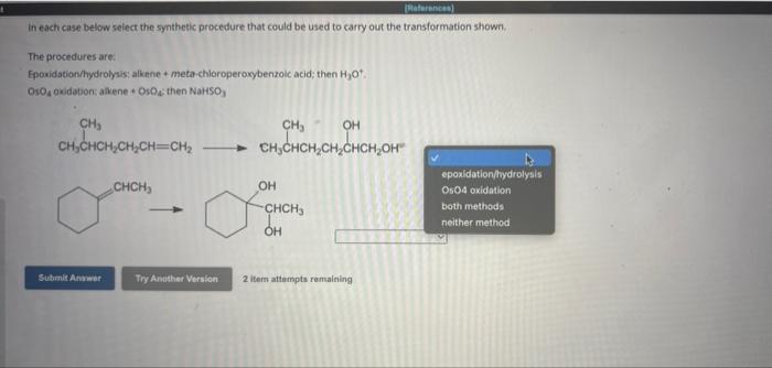 Solved In each case below select the synthetic procedure | Chegg.com