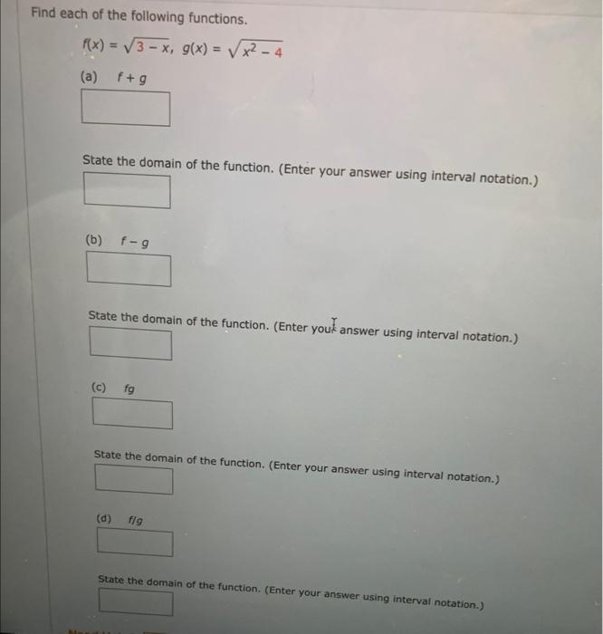 Solved Find each of the following functions. | Chegg.com