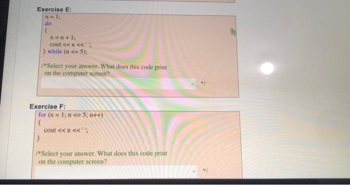Solved For each exercise A to 1, what is printed on the | Chegg.com