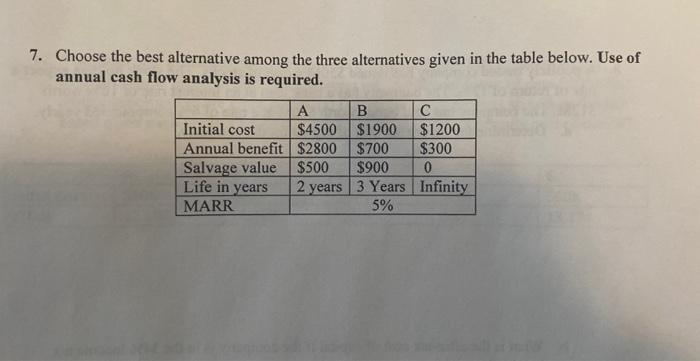 Solved 7. Choose the best alternative among the three | Chegg.com
