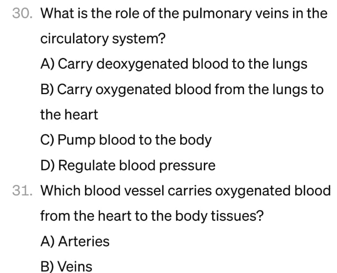 Solved What is the role of the pulmonary veins in the | Chegg.com