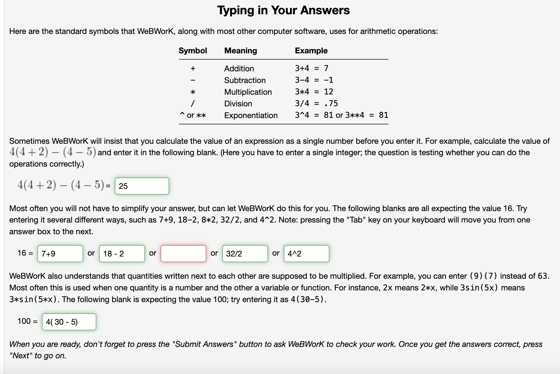 Solved Typing in Your AnswersHere are the standard symbols | Chegg.com
