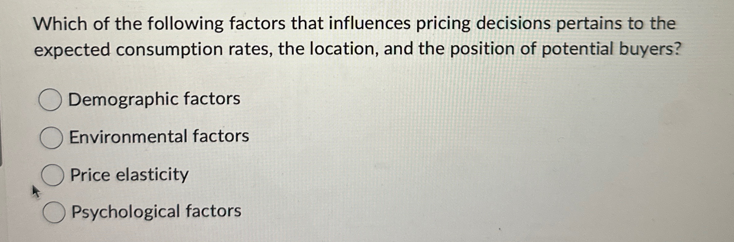 Solved Which of the following factors that influences | Chegg.com