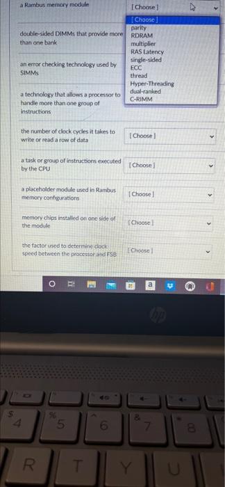Solved a Rambus memory module Choose [Choose] parity | Chegg.com