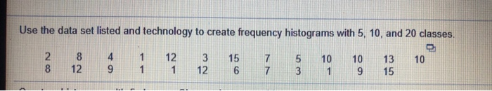 Solved create a histogram with 5 classes. choose the correct | Chegg.com