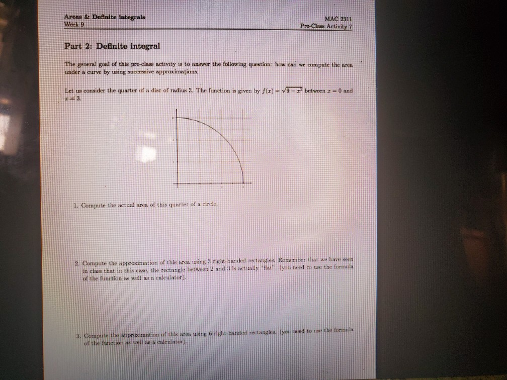 Areas And Definite Integrals Week 9 Mac 2311 Pre Class