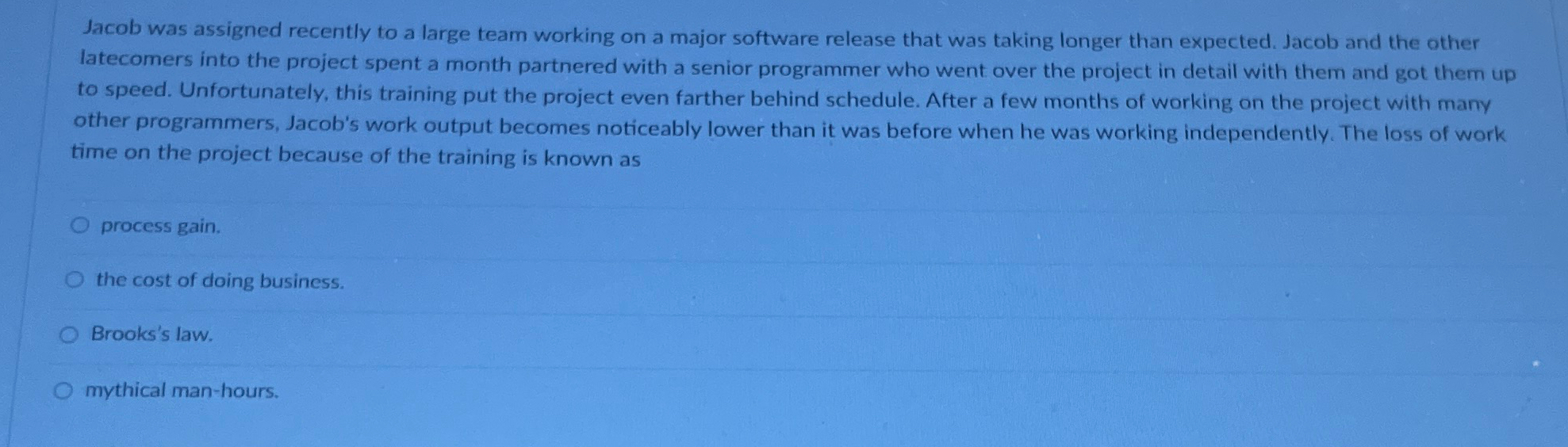 Solved Jacob was assigned recently to a large team working | Chegg.com