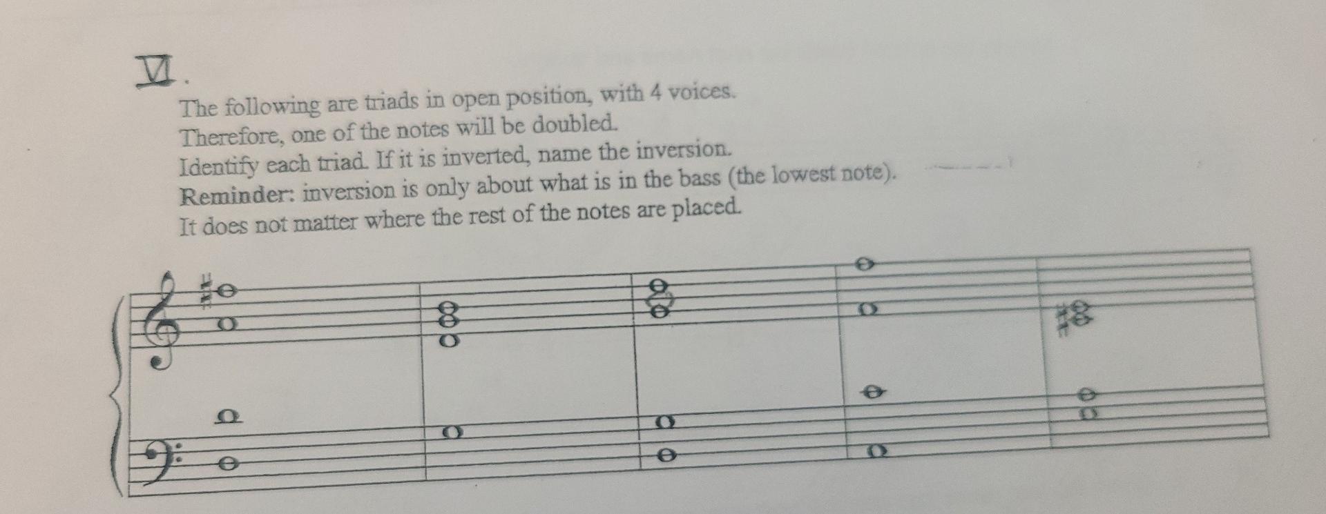 D. The following are triads in open position, with 4 | Chegg.com