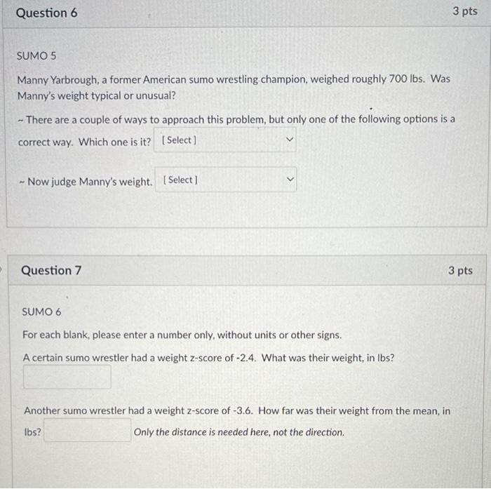Solved Use the information below to answer the SUMO | Chegg.com